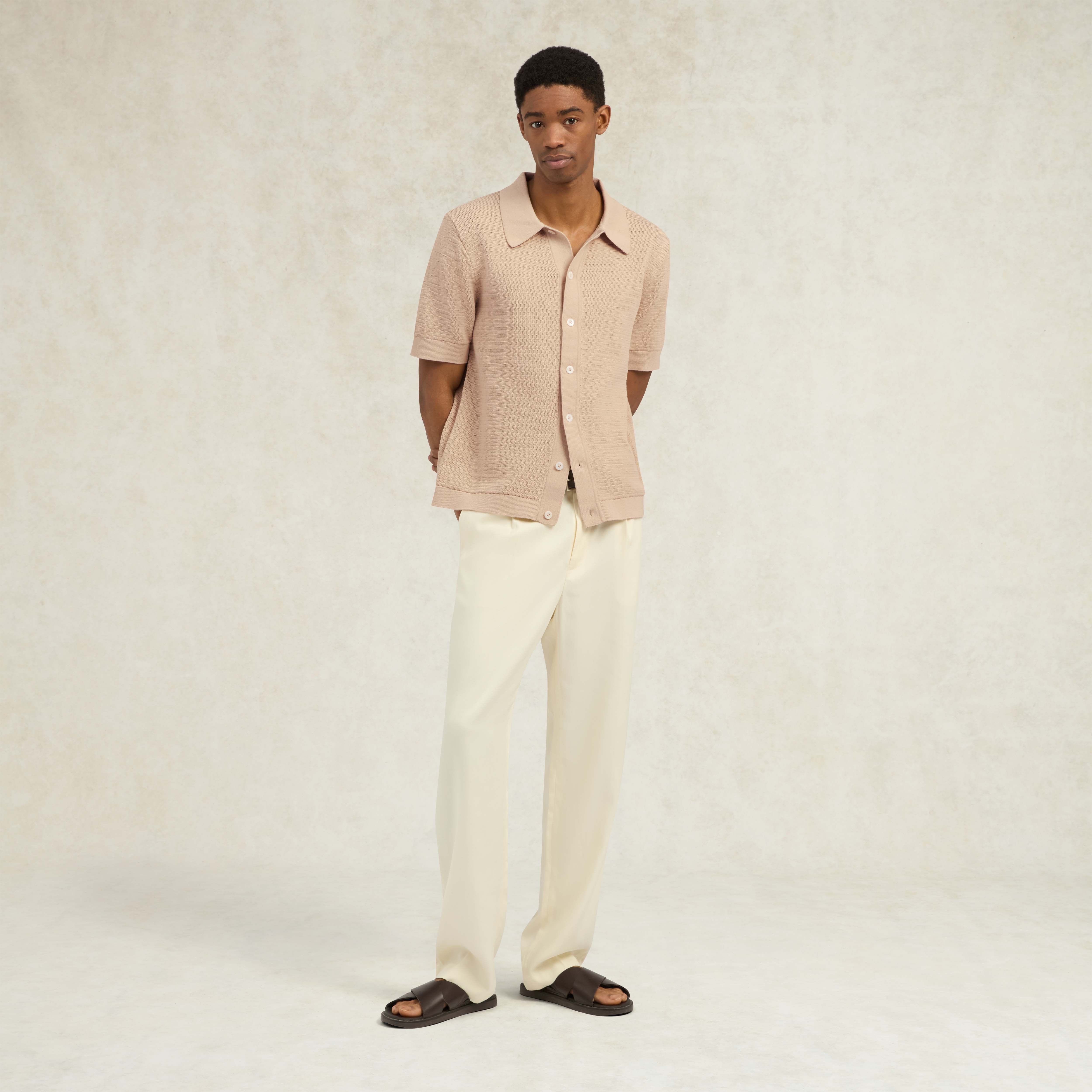 Men's Button Through Abilo Polo - Sand | CHÉ Studios
