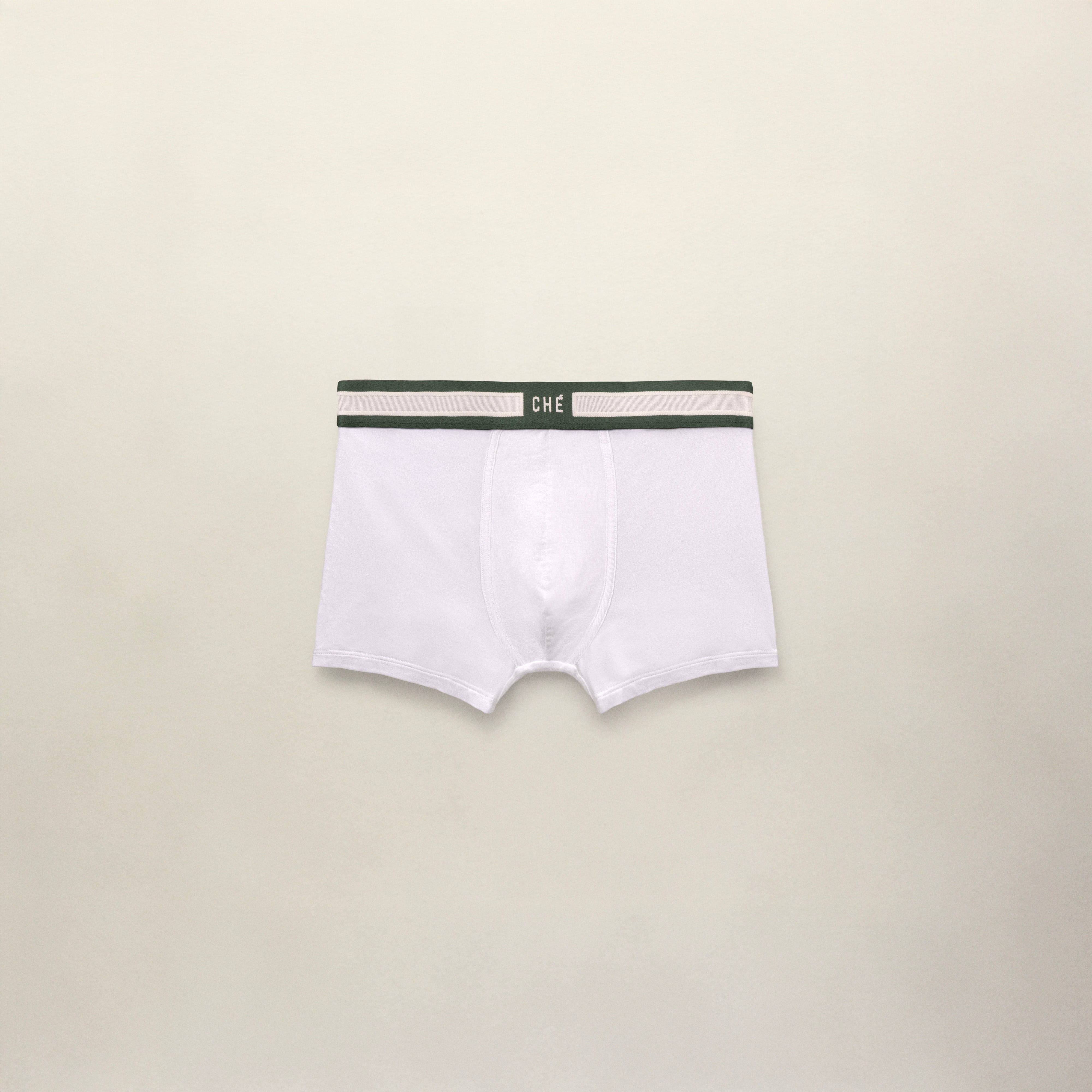 3 x Men's Signature Boxer Trunks - White/ Green | CHÉ Studios