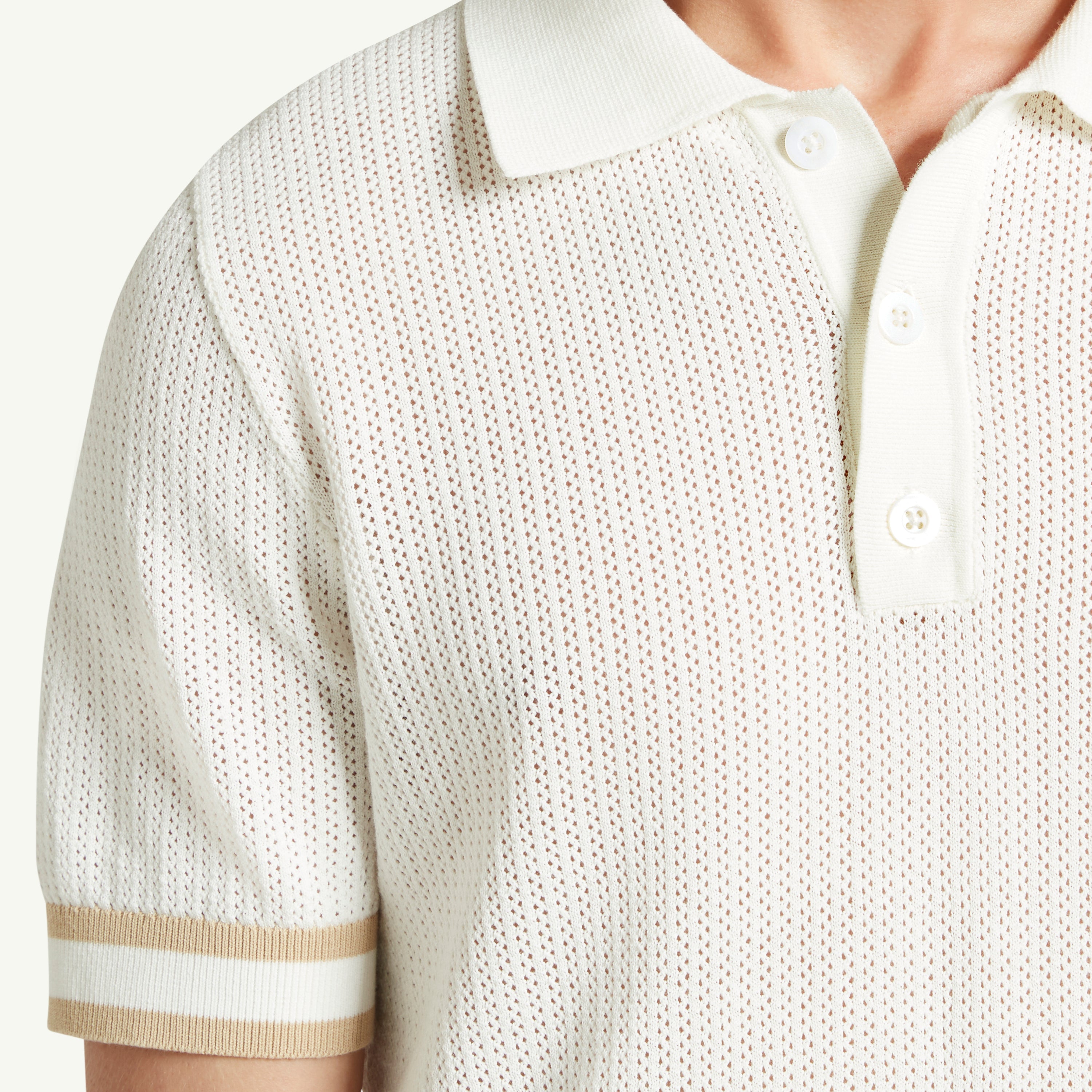 White Knitted Cotton Short Sleeve Quinn Polo | CHÉ Studios